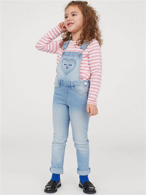 Buy Handm Girls Blue Solid Denim Dungarees Dungarees For Girls 11427000 Myntra