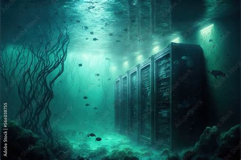 Underwater Server Room Concept Of Server Cooling Deep Sea Diving And