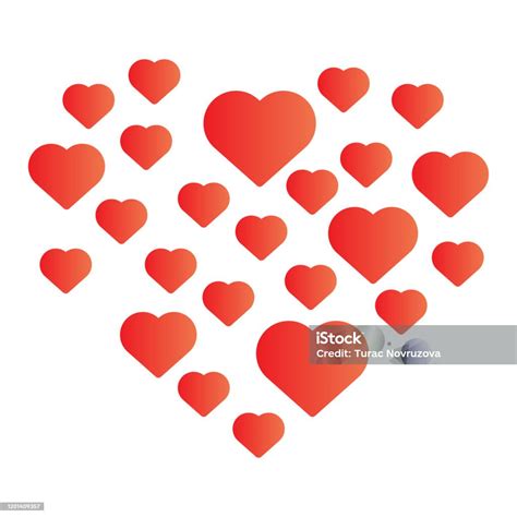 사랑 하트 모양 평면 아이콘입니다 흰색에 고립 된 하트 그림의 프레임입니다 많은 마음 발렌타인 데이 그라데이 그라데이 스타일 디자인의 프레임 웹 및 응용 프로그램을 위해