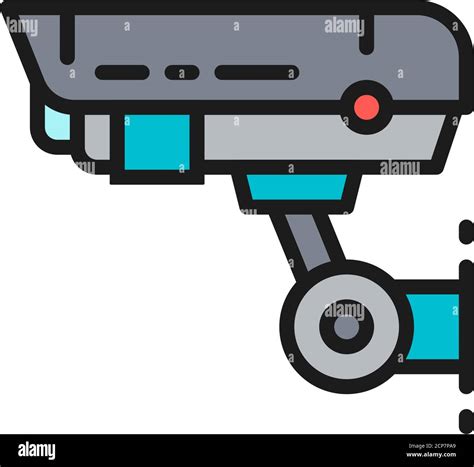 Security Camera Cctv Safety Home Protection System Flat Color Line Icon Stock Vector Image