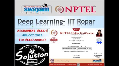 Deep Learning Iit Ropar Week 6 Solution Nptel Youtube