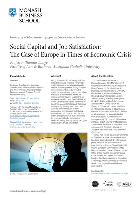 Pdf Social Capital And Job Satisfaction