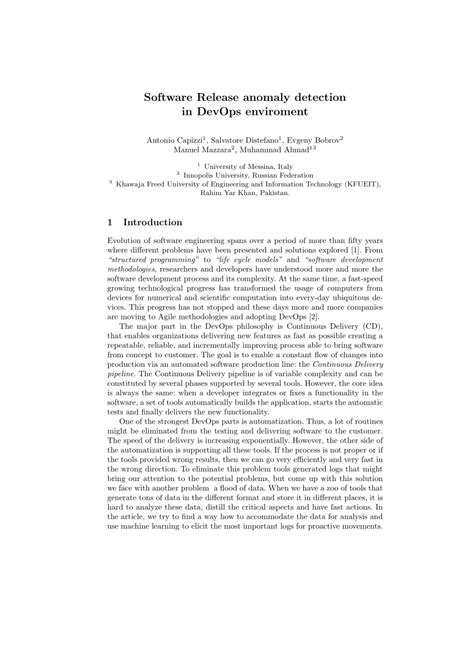 Pdf Software Release Anomaly Detection In Devops Environment