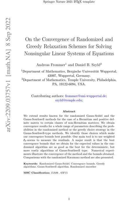 pdf on the convergence of randomized and greedy relaxation schemes