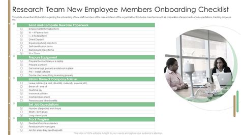 Research Team New Employee Members Onboarding Checklist Rules Pdf