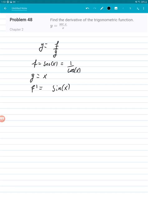 SOLVED Find The Derivative Of The Trigonometric Function Y Secx X