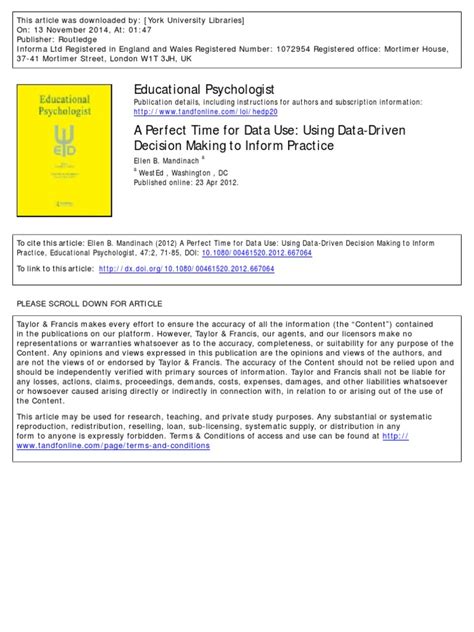 a perfect time for data use using data driven decision making to inform practice pdf