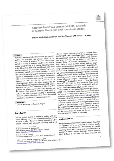 Accurate Real Time Elemental Libs Analysis Of Molten Aluminum And Aluminum Alloys — Dte