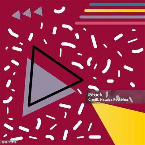 설계 프로젝트의 지오그래픽 스타일로 기하학적 모양의 정사각형 배경입니다 삼각형 선 불규칙한 크고 작은 모양 다색 및 윤곽 간단한 모양 벡터 일러스트레이션 Eps10 1980