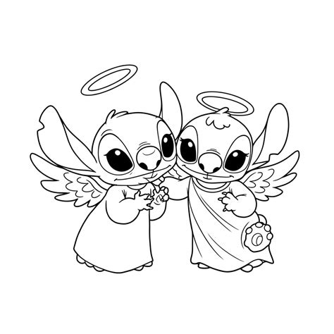 Stitch And Angel Coloring Pages Free Printable Pdf