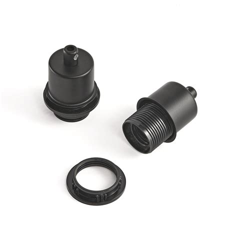 Black Half Cap E26 Light Bulb Socket With Cord Grip Shade Ready Medium Base Lamp Holder For