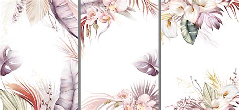 수채화 열대 프레임 결혼식 또는 인사말 카드를위한 초대장 디자인 야자수 잎 열대 꽃과의 경계 0명에 대한 스톡 벡터 아트 및 기타 이미지 Istock