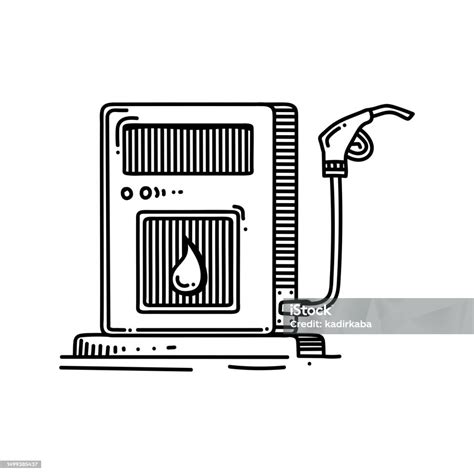 주유소 라인 아이콘 스케치 디자인 픽셀 퍼펙트 편집 가능한 스트로크 로고 기호 기호 가스 기름 휘발유 갤런 휘발유 가스 탱크 정유 공장 연료 펌프에 대한 스톡 벡터 아트 및