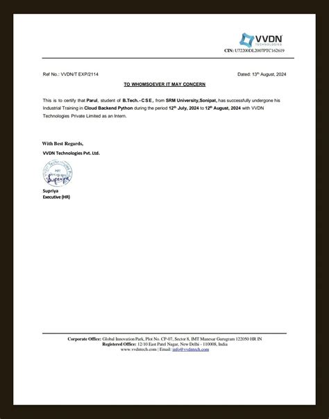 Excited To Share That Ive Successfully Completed My Internship At Vvdn Technologies Parul Antil