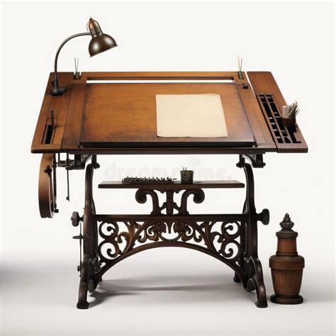 Classic Antique Style Vintage Wooden Drafting Desk Design Stock