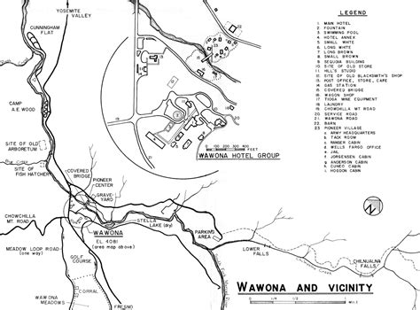 Map Of Wawona And Vicinity In Yosemite National Park
