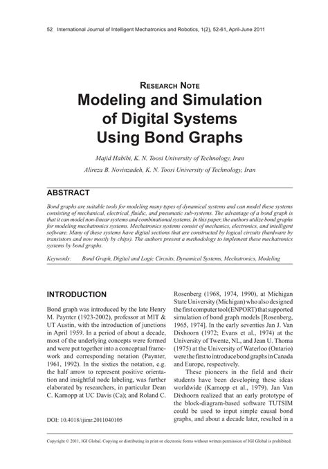 Pdf Research Note Modeling And Simulation Of Digital Systems Using Bond Graphs