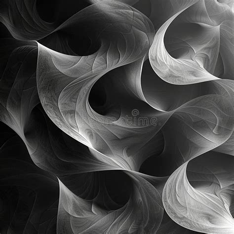 Black And White Abstract Swirling Patterns In An Ethereal Design Stock Illustration