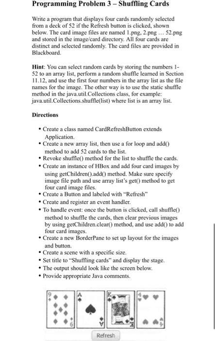 Solved Programming Problem 3 Shuffling Cards Write A