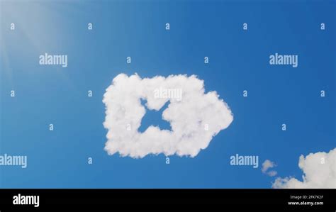 3d Rendering Of White Fluffy Clouds In Shape Of Symbol Of Backspace Button With Cross On Blue