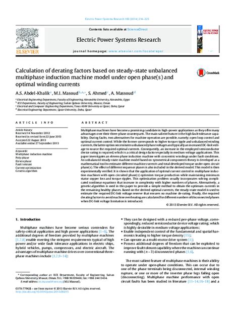 Pdf Calculation Of Derating Factors Based On Steady State Unbalanced Multiphase Induction