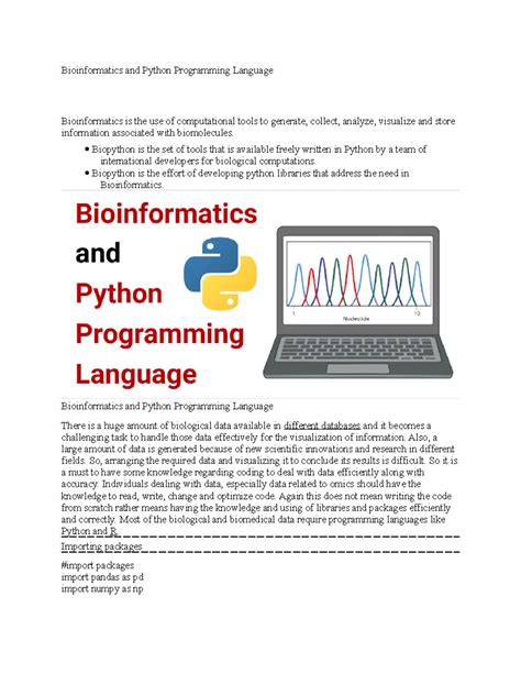 Bioinformatics And Python Programming Language Bioinformatics And
