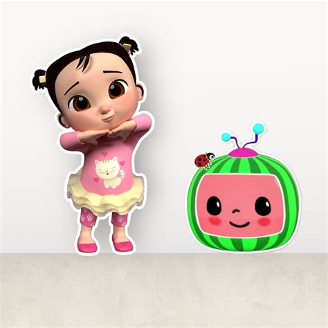 Set Of 2 Cocomelon Cece Custom Birthday Prop Cutouts Centerpieces Backdrop Cake Topper And