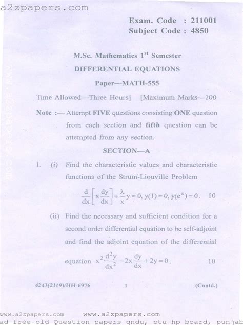 Differential Equations Mscmath 1st Sem 2019 Pdf Fourier