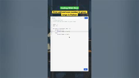 Print Odd And Even Numbers In A Given Range In Python Phython