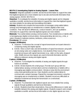 MS PS4 3 Investigating Digital Vs Analog Signals By ScienceSnippets