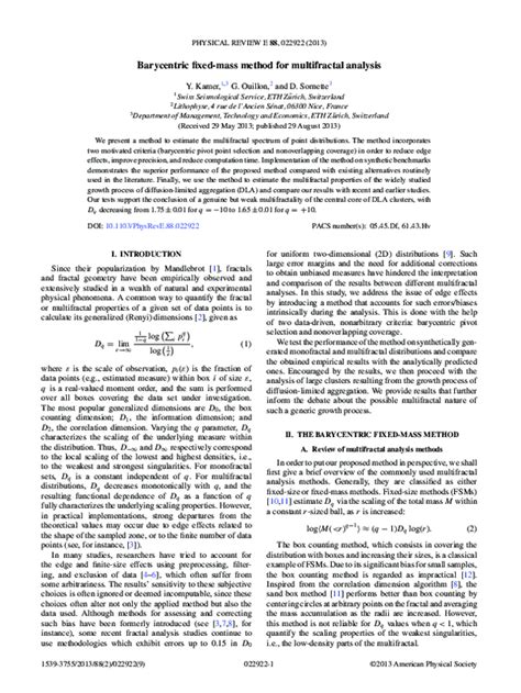 Pdf Barycentric Fixed Mass Method For Multifractal Analysis