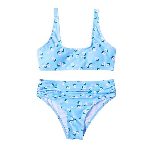 Swimsuits For Girls Two Piece Sport High Waist Bikini Set Summer Beach Rash Guard Swimwear Girls