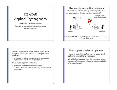 symmetric encryption encryption modes and security notions cs 6260