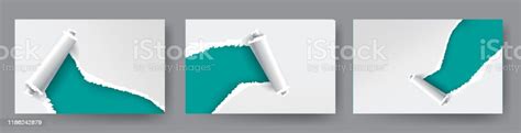 흰색 용지에 찢어진 종이 구멍과 찢어진 면이 텍스트 공간이 있습니다 웹 및 인쇄를위한 찢어진 가장자리가있는 사실적인 세트
