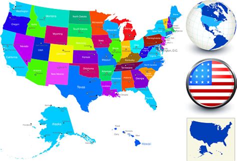 Vector World Map Geography Of United States Stock Illustration