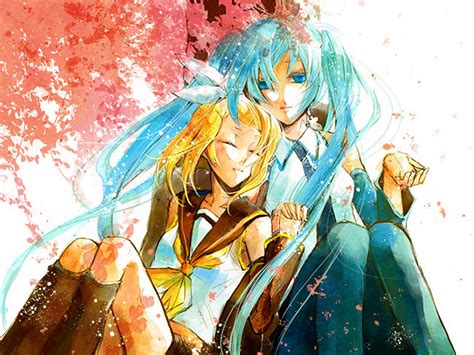 Hatsune Miku And Kagamine Rin Vocaloid Drawn By Misaki Chess Danbooru