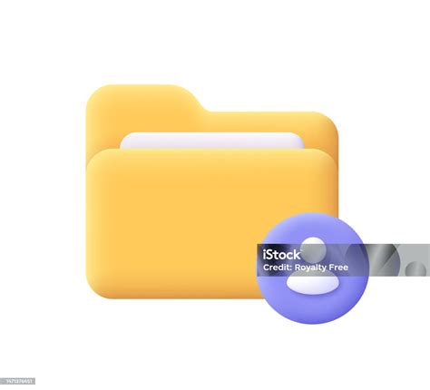 사용자 아이콘 기호가 있는 폴더입니다 파일 관리 데이터베이스 데이터 저장 개념 3d 벡터 아이콘입니다 만화 최소한의 스타일 순서에 대한 스톡 벡터 아트 및 기타 이미지