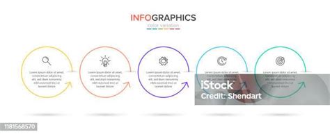 아이콘과 5 가지 옵션 또는 단계가있는 인포 그래픽 디자인 가는 선 벡터입니다 인포그래픽비즈니스 컨셉 정보 그래픽 흐름도 프리젠 테이션 웹 사이트 배너 인쇄 자료에 사용할