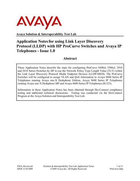 Application Notes For Using Link Layer Discovery Hp Networking