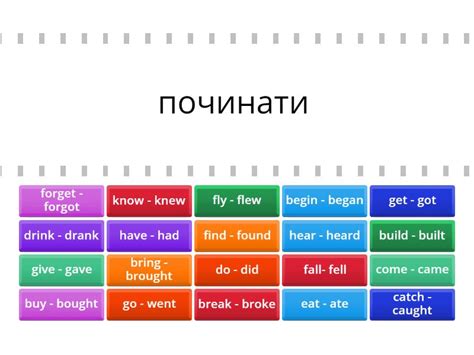 НЕправильні дієслова 1 2 ст переклад Знайти відповідність