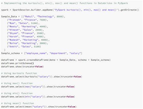 Explain Kurtosis Min Max And Mean Aggregate Functions In Pyspark