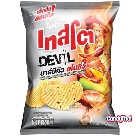 Tasto Devil Potato Chips Barbecue Max Spicy Flavored 69g Candy Thai