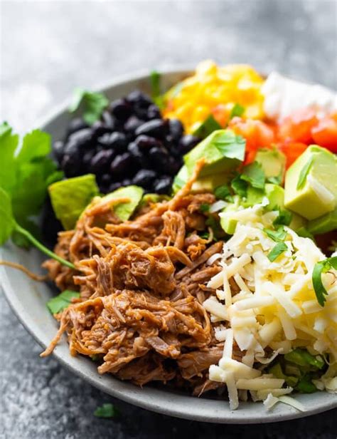 Spicy Pulled Pork Meal Prep Bowls Sweet Peas And Saffron