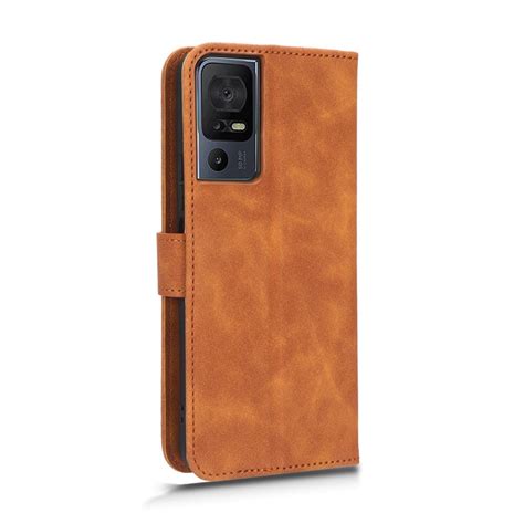 For Tcl Se Skin Feel Magnetic Flip Leather Phone Case Brown Alexnld Com
