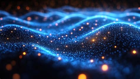 Abstract Blue And Orange Glowing Particles Premium Ai Generated Image