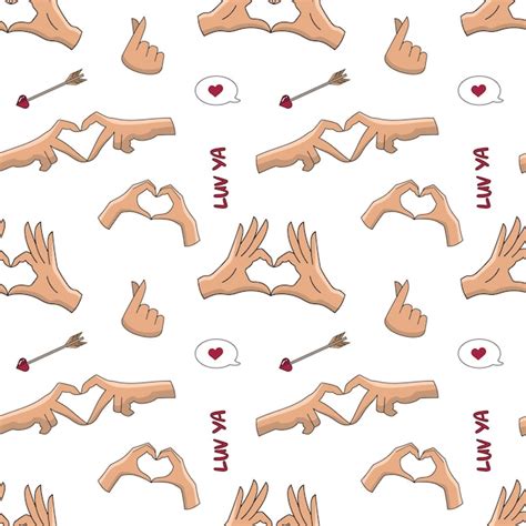 Premium Vector Seamless Vector Pattern With Hands Making A Heart Shape Love Pattern With Hands