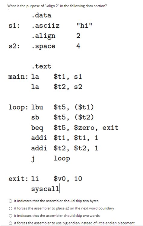 Solved What Is The Purpose Of Align In The Following Chegg Com