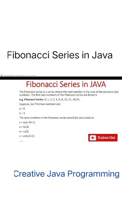 Fibonacci Series In Java Creative Java Programming Interview Coding Java Shorts