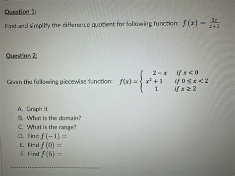 Solved Question 1find And Simplify The Difference Quotient