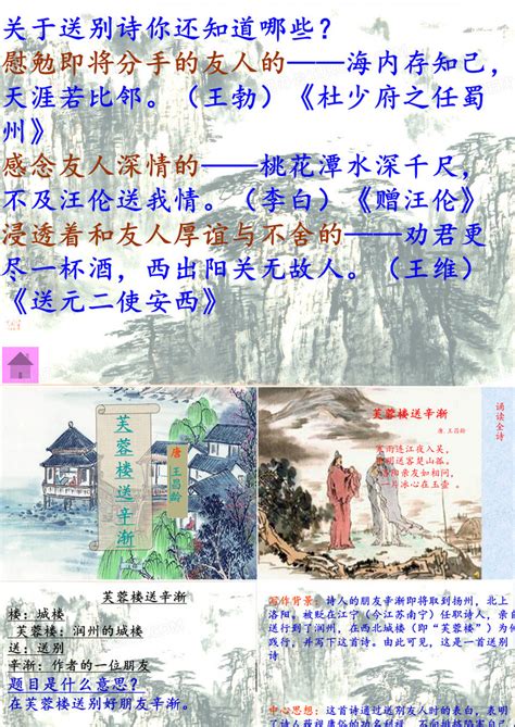 芙蓉楼送辛渐课件PPT模板下载 编号qgbeborl 熊猫办公